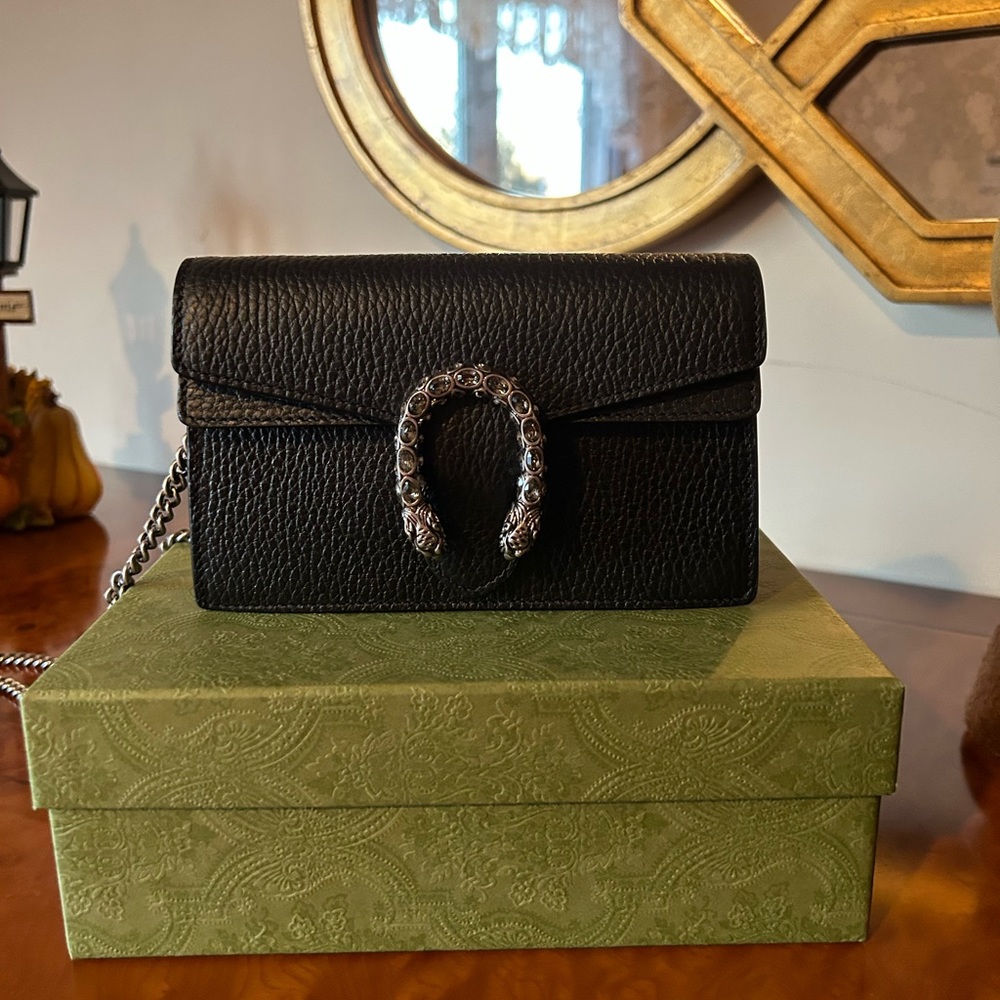 New Gucci Dionysus Leather Super Mini Bag - Gem